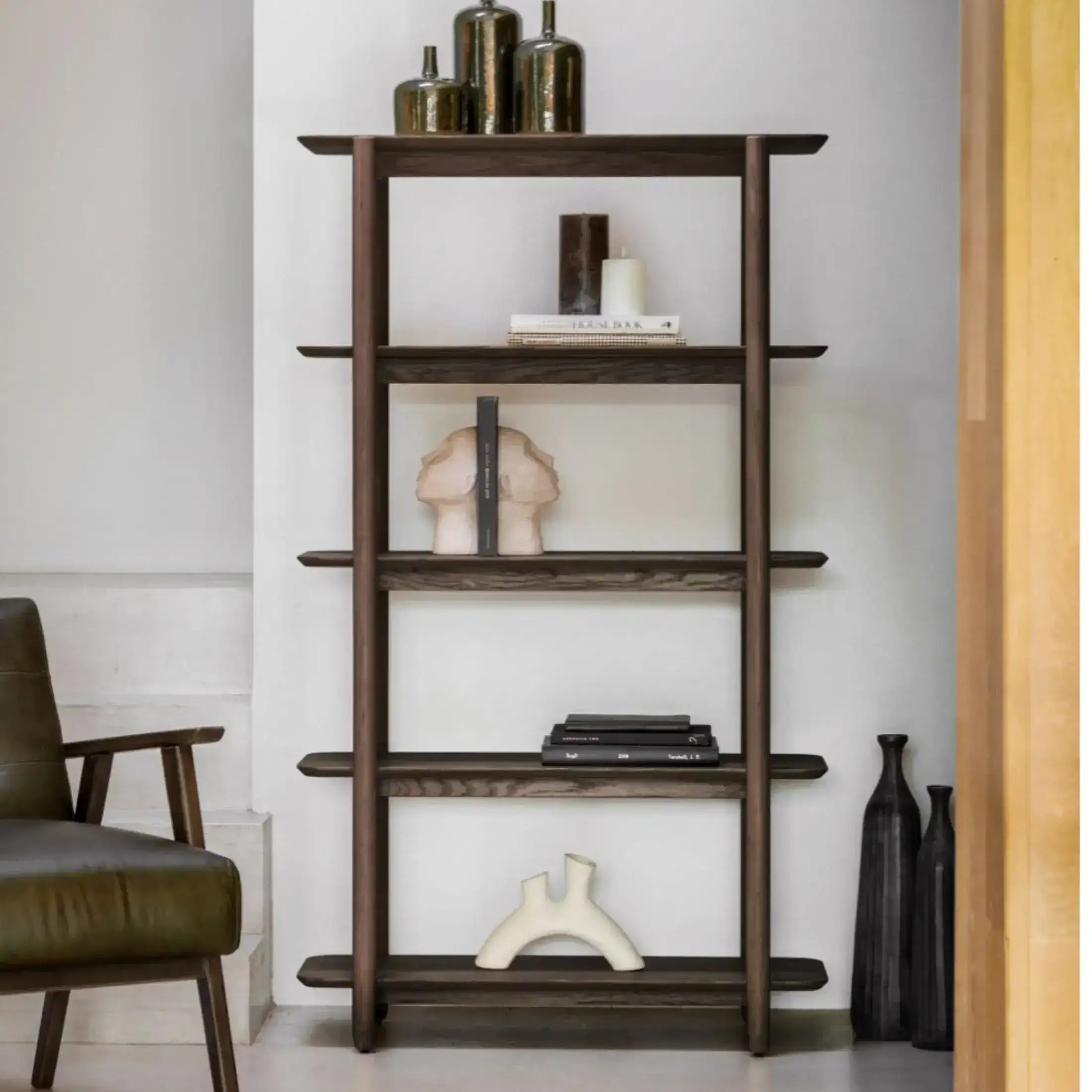 Visby Dark Stained Oak Open Display Shelving Unit