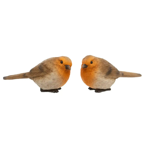 A Pair of Sitting Robin Ornaments | The Farthing Garden Accessories