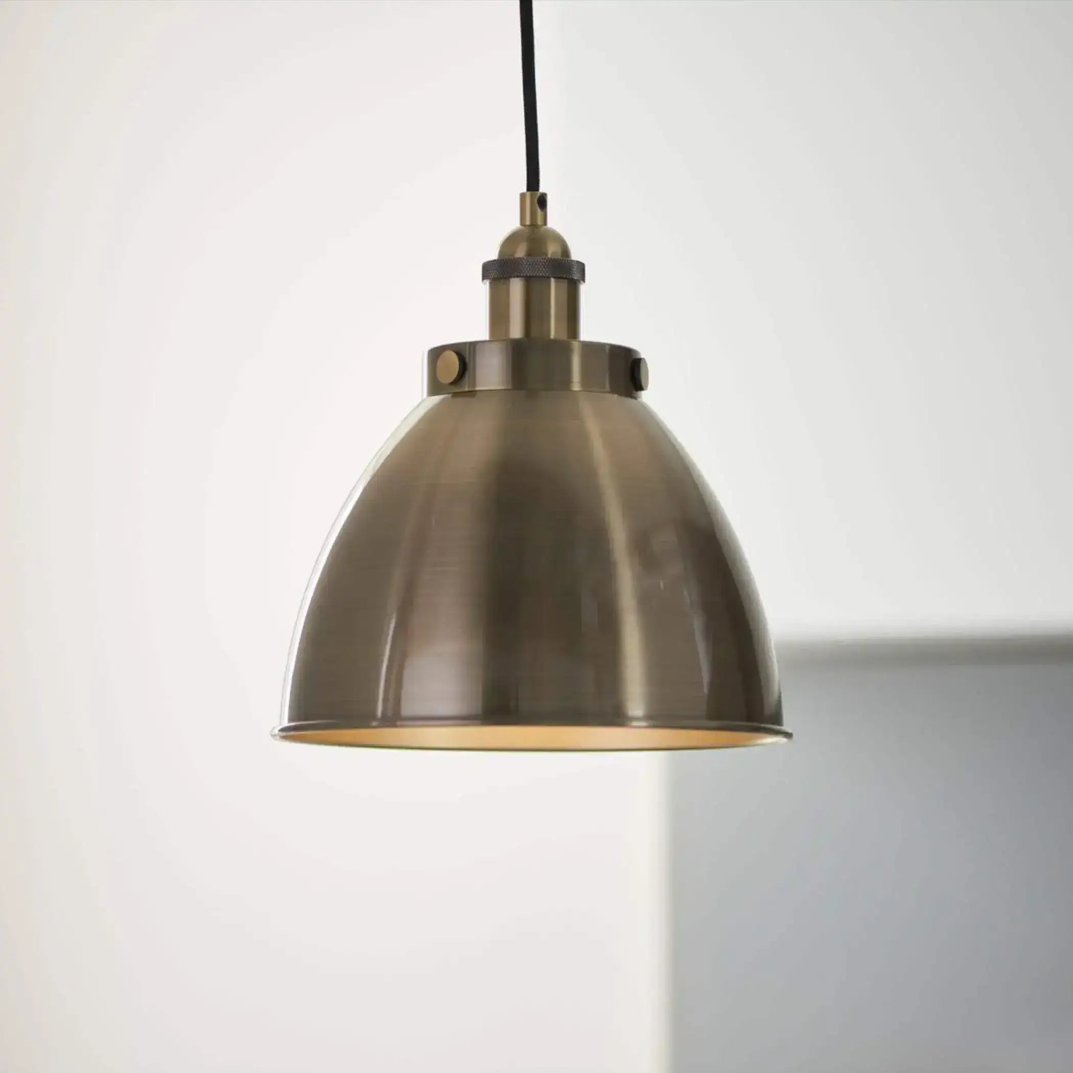 Antique Brass Spun Industrial Metal Pendant Light