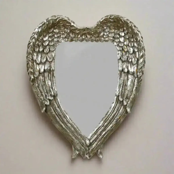 Antique Silver Angel Wings Mirror