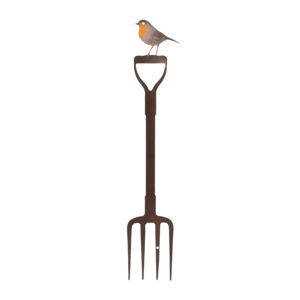 Rustic Robin on Fork Garden Stake