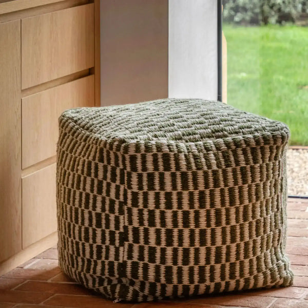 Green Woven Pattern Pouffe