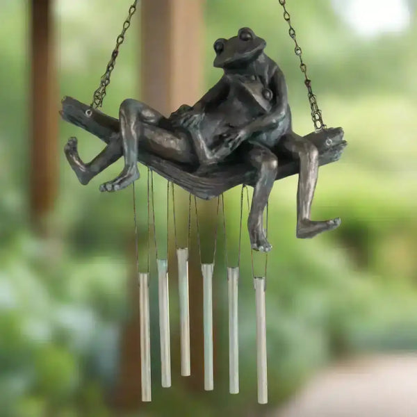 Hanging Cuddle Frogs Wind Chime | The Farthing Garden Accessories