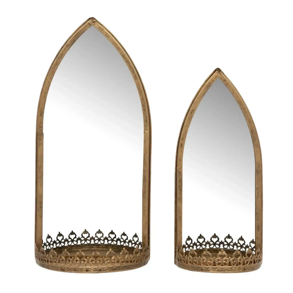 Set of 2 Gold Gothic Arch Wall Mirrors
