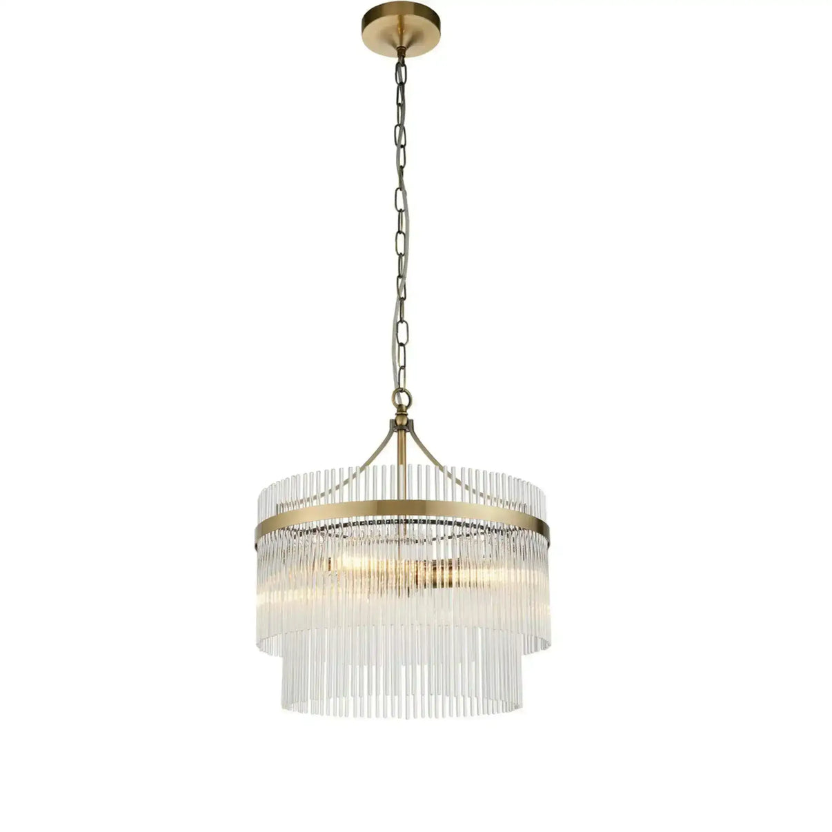 Antique Brass & Glass Rod Pendant Chandelier | The Farthing