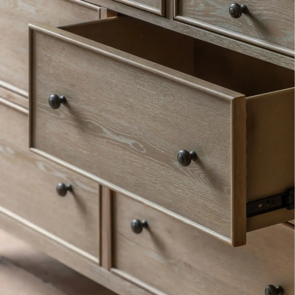 Beaded Edge Oak 7 Drawer Chest of Drawers