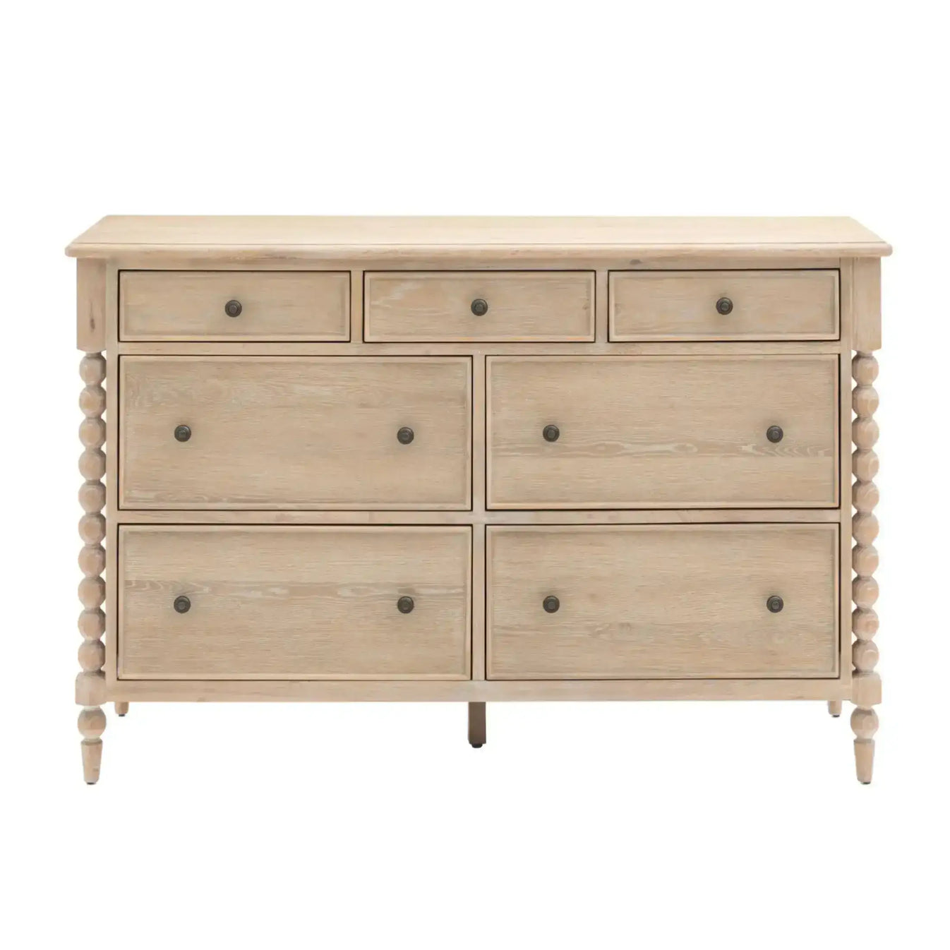Beaded Edge Oak 7 Drawer Chest of Drawers