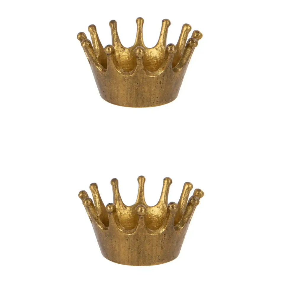 Two Golden Crown Tealight Holders | Farthing Homewares