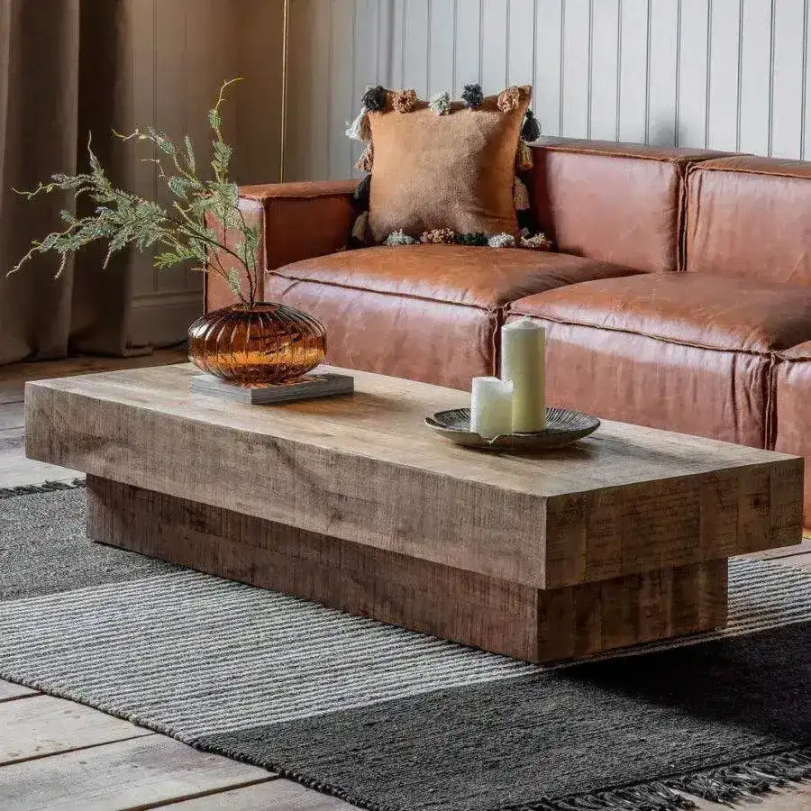 Dry Weathered Finish Mango Wood Coffee Table