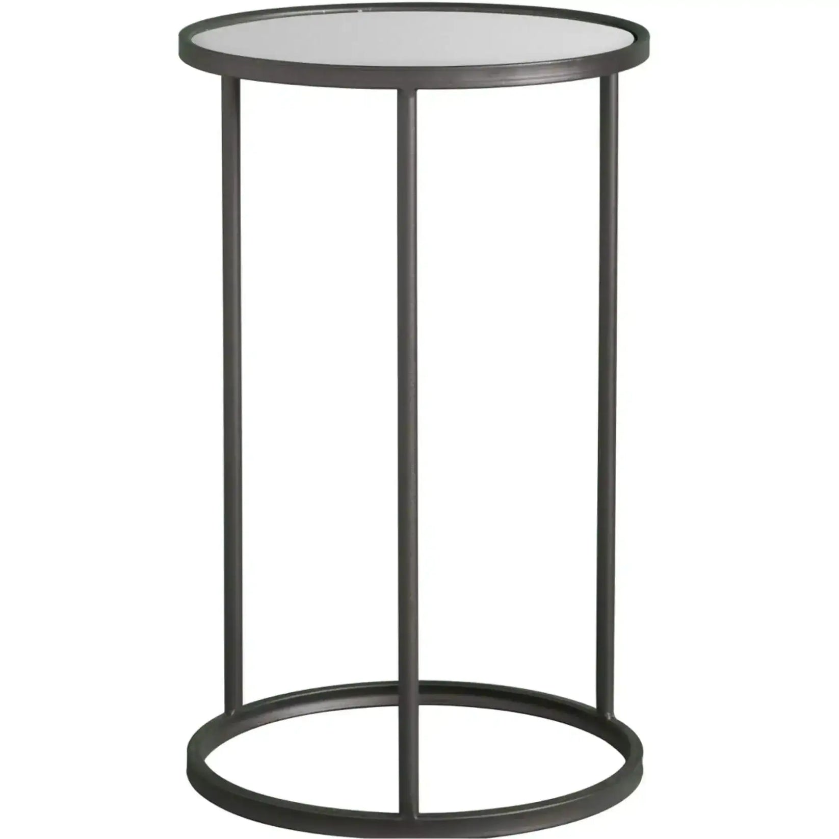 Industrial Inspired Black Round Metal Silhouette Side Table