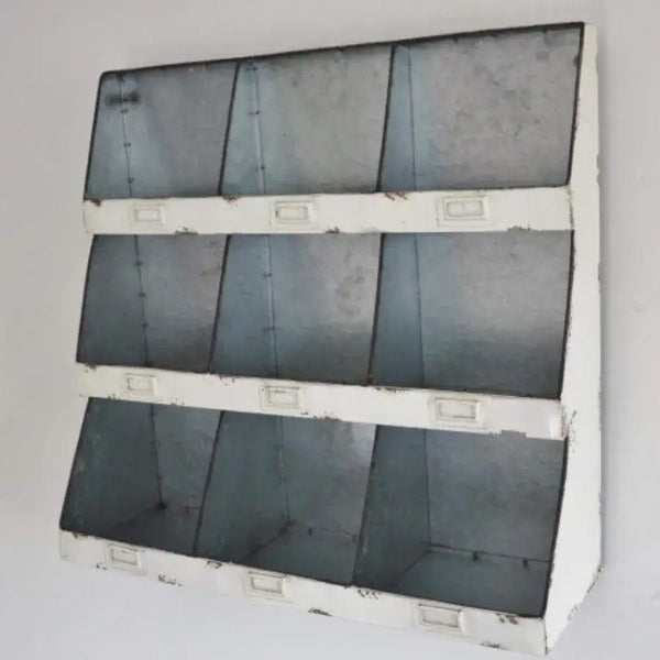 Industrial Styled Metal Cubby Hole Storage Unit