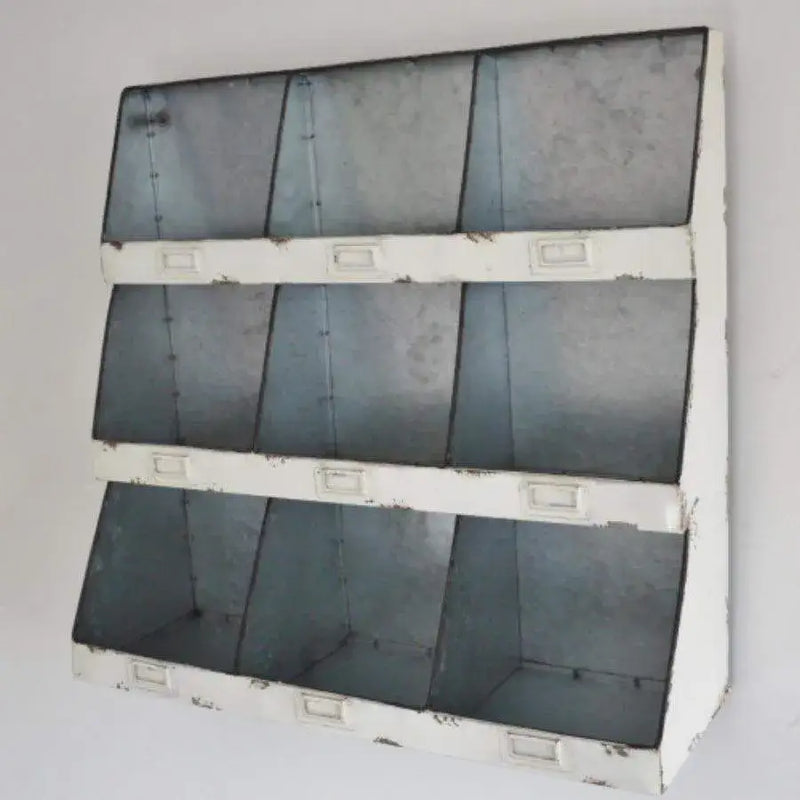 Industrial Styled Metal Cubby Hole Storage Unit