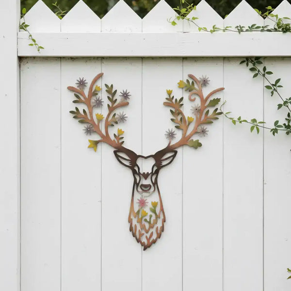 Large Colourful Stag Garden Wall Art