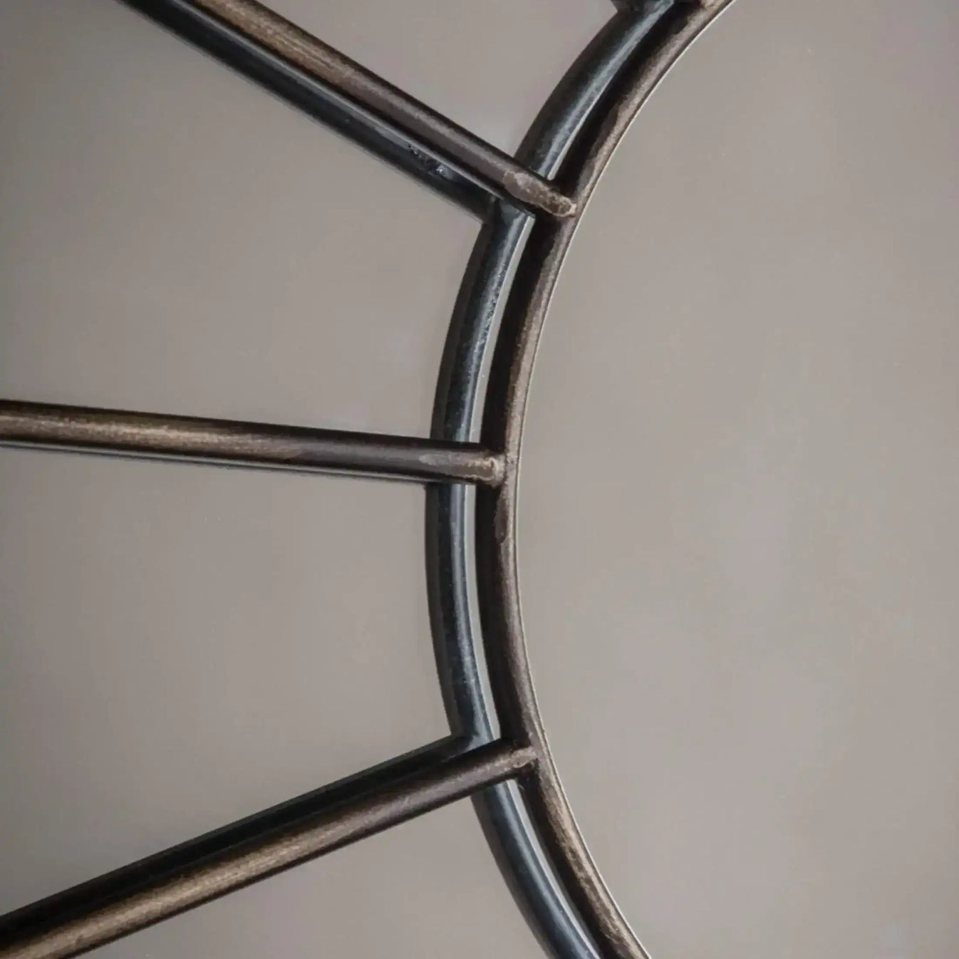 Large Industrial Round Iron Window Mirror