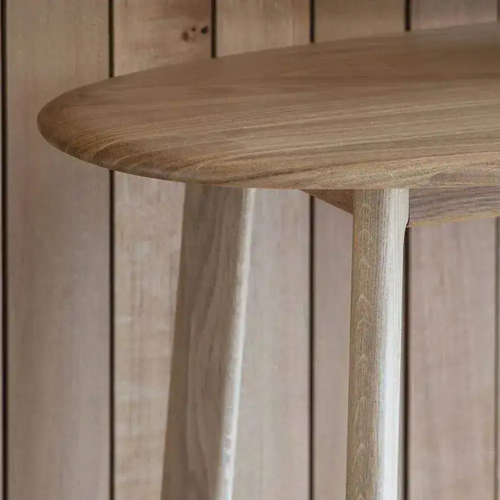 Mid Century Rounded Edge Oak Wood Console Table