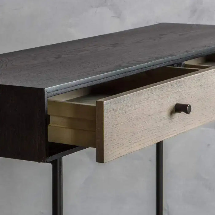 Modern 2 Drawer Black & Wood Console Table