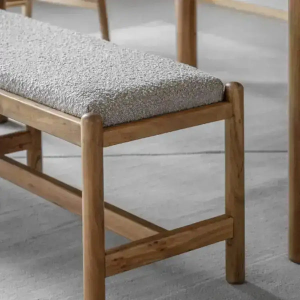 Rich Acacia Wood Dining Bench with Padded Fabric Top