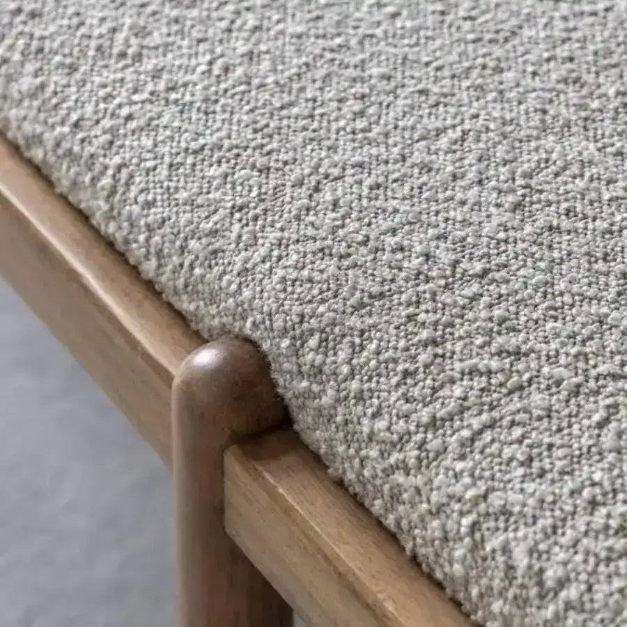 Rich Acacia Wood Dining Bench with Padded Fabric Top