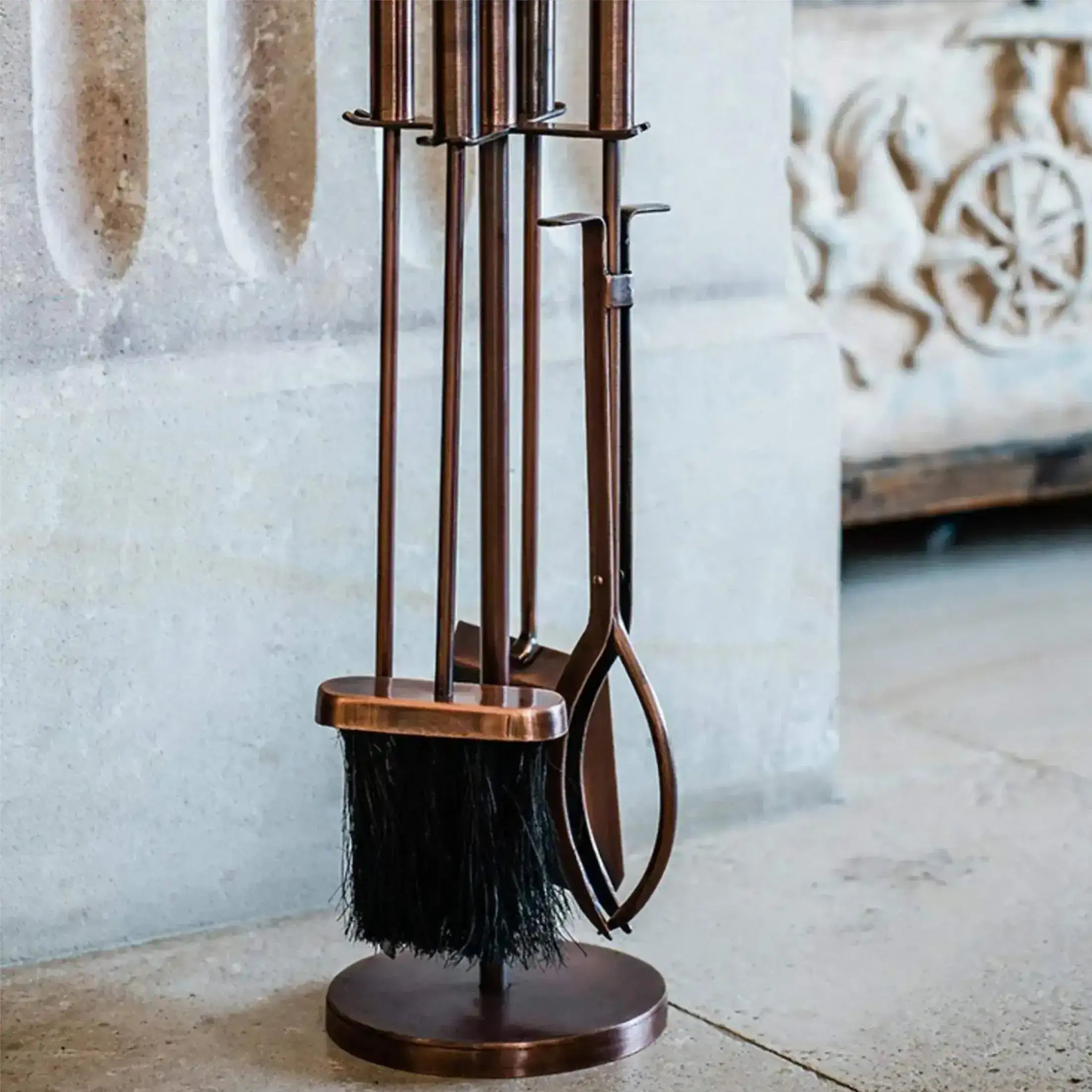 Round Antique Copper Companion Set