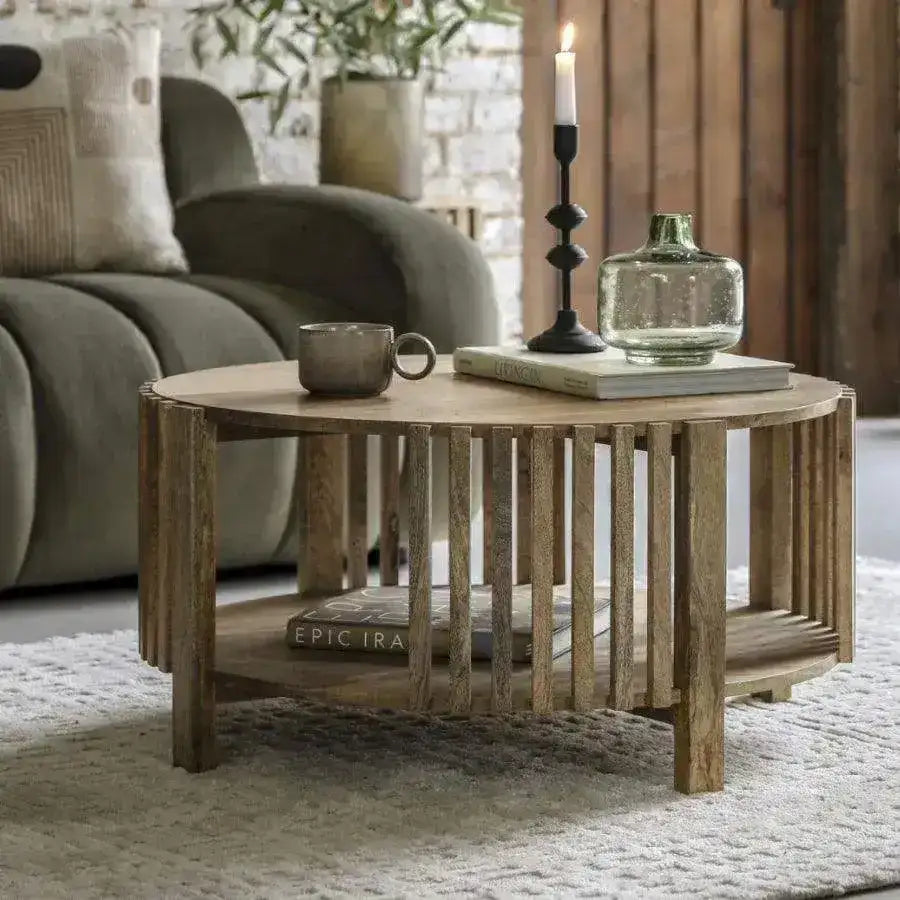 Round Vertical Slatted Coffee Table