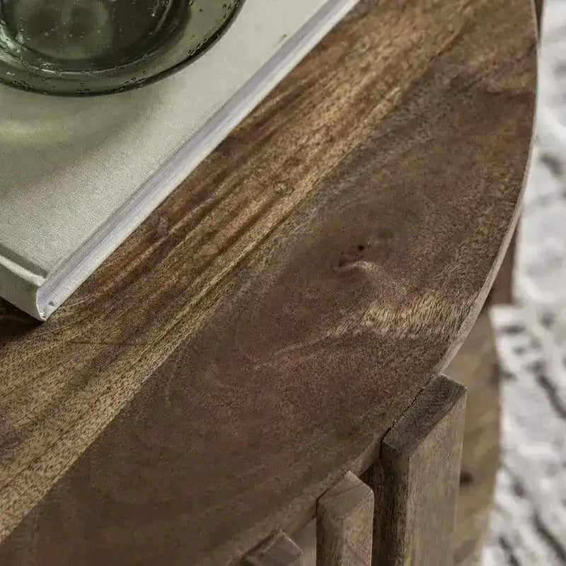 Round Vertical Slatted Coffee Table