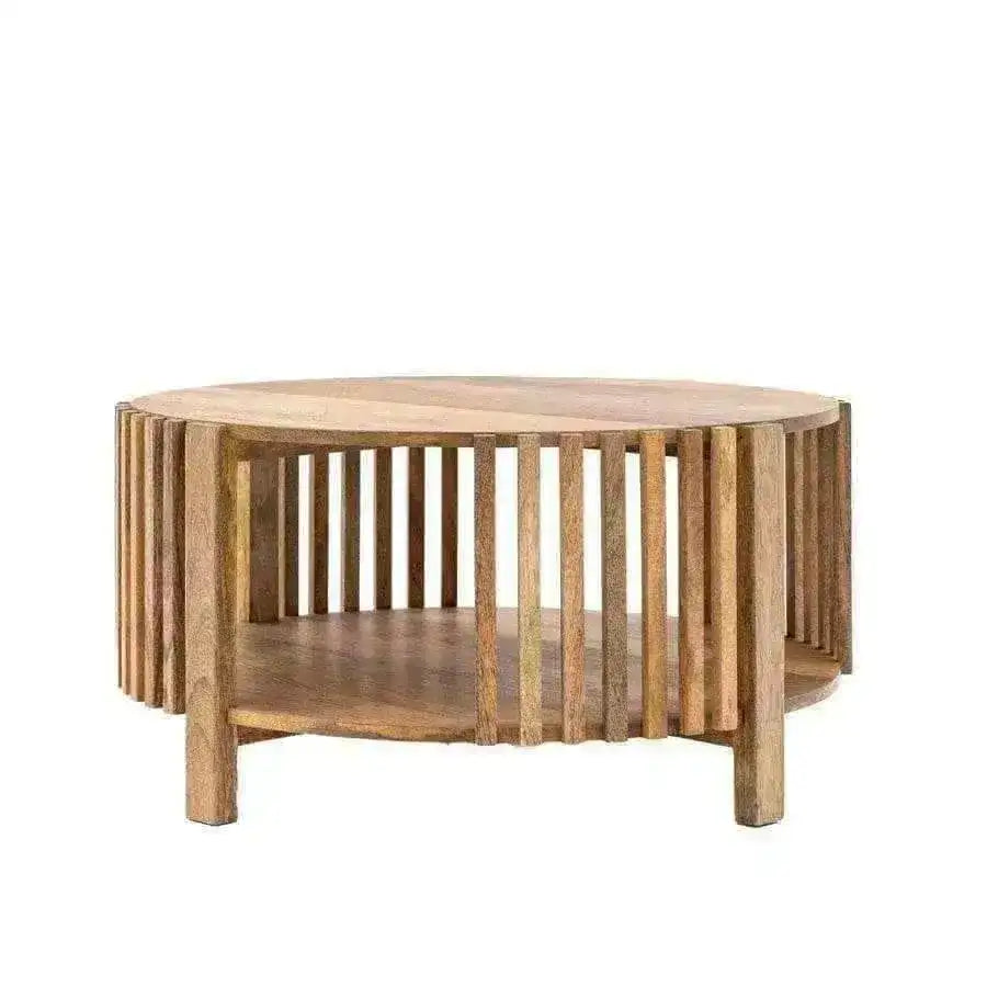 Round Vertical Slatted Coffee Table