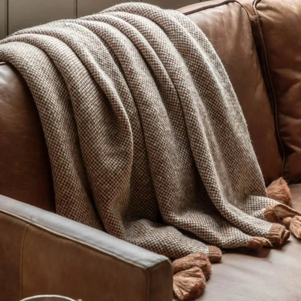 Rust Soft Chunky Knit with Tassels Throw