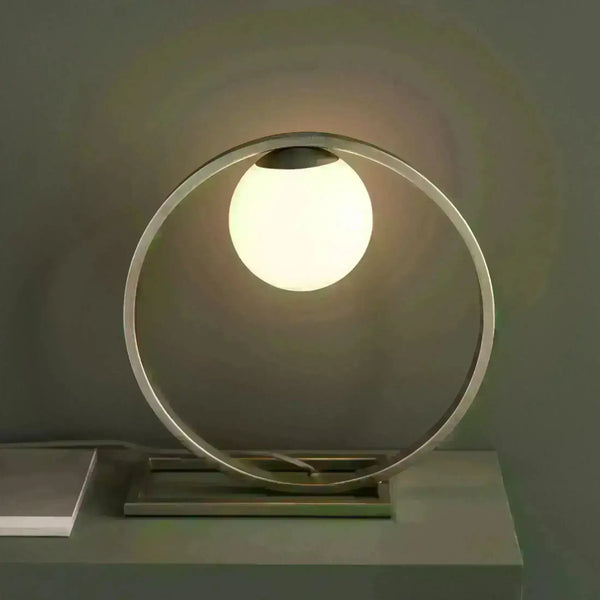 Silver Art Deco Opal Sphere Table Light