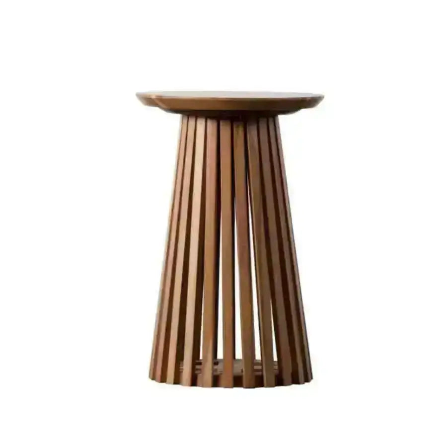 Sloping Acacia Wood Slatted Side Table