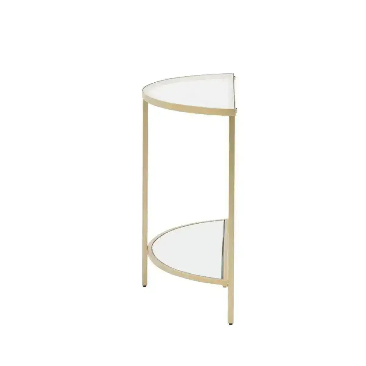 Soft Gold Metal and Glass Semi Circle Console Table