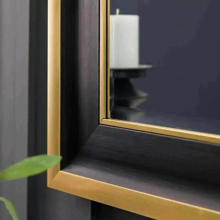 Sophisticated Gold and Black Rectangular Wall Mirror