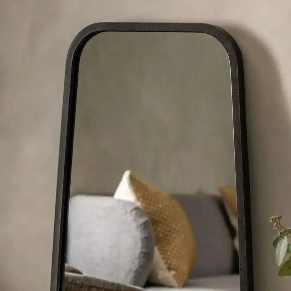 Tall Industrial Flowing Curved Edge Mirror