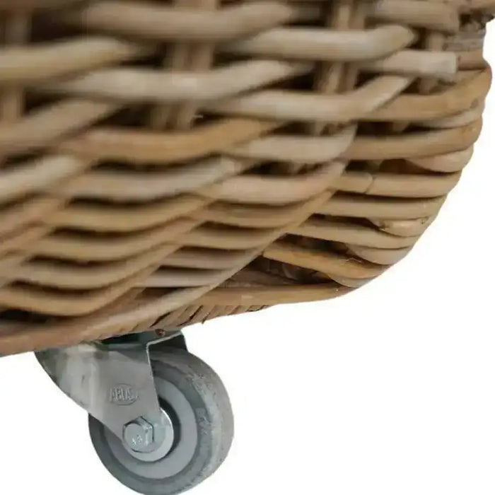 Tall Rattan Log and Kindling Trolley