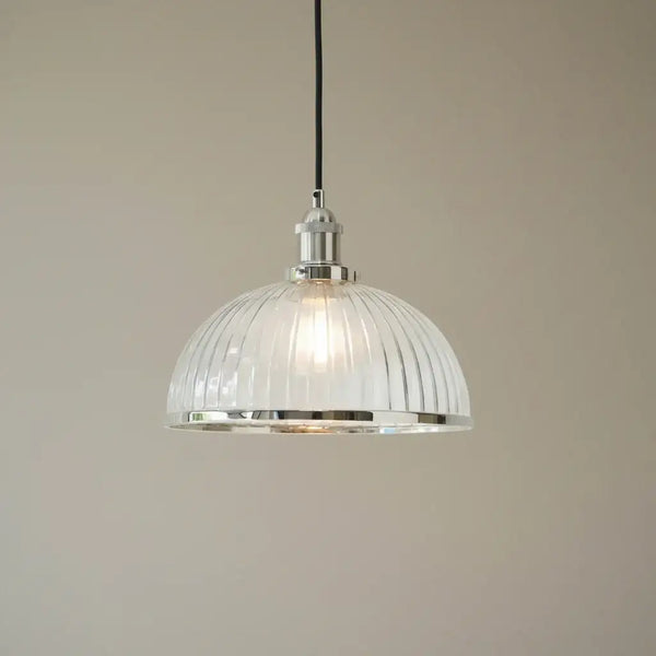 Vintage Style Ribbed Glass Pendant Light