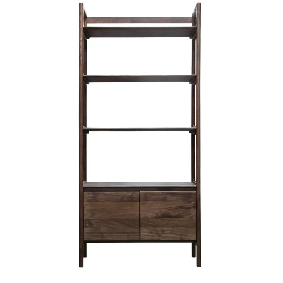 Walnut Open Display Shelf Unit with Cupboard | Farthing