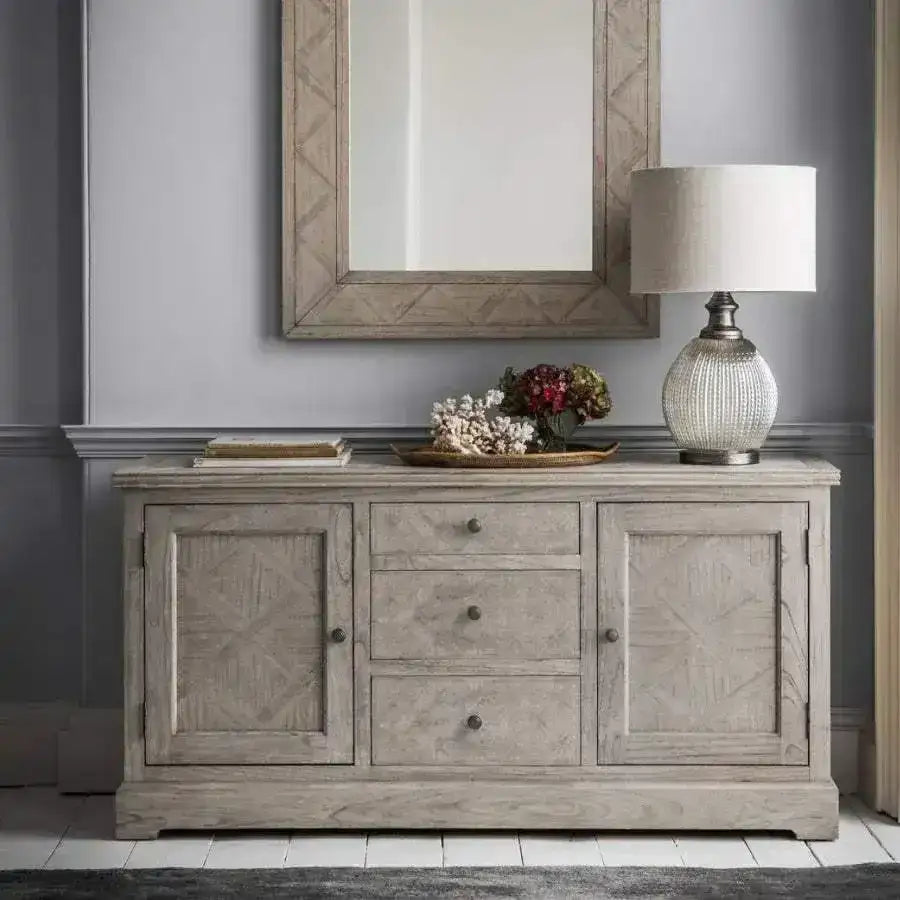 Wooden Parquet Styled 2 Door 3 Drawer Sideboard