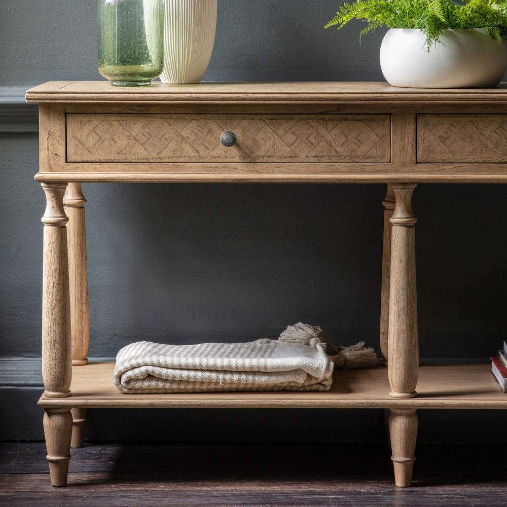Wooden Parquet Styled Console Table
