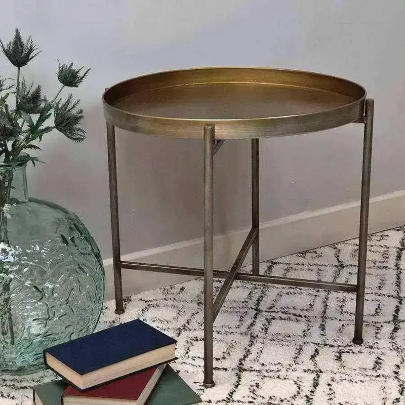Distressed Gold Tray Table