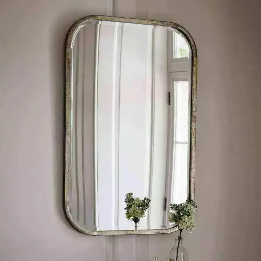 Distressed Rounded Edge Rectangle Wall Mirror