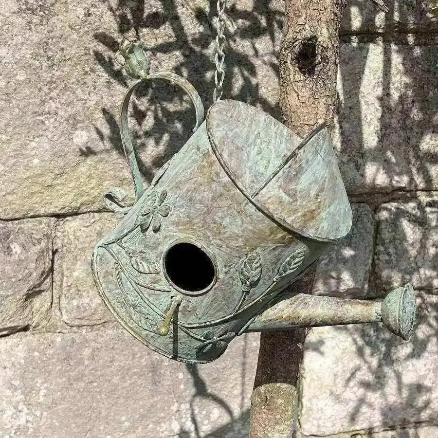 Distressed Watering Can Bird House