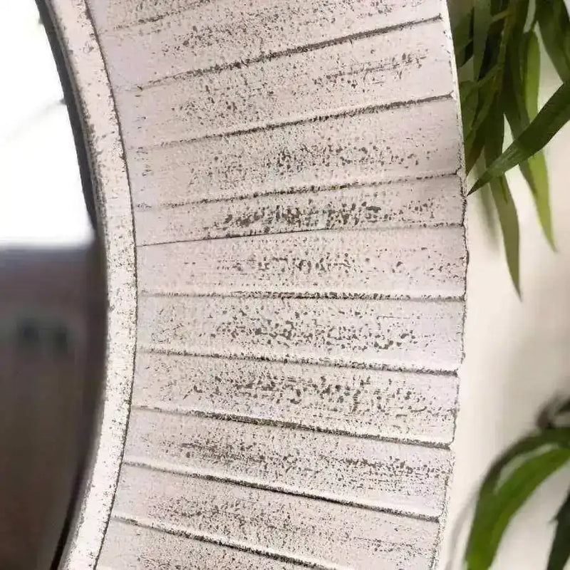 Distressed White Round Tisbury Wall Mirror