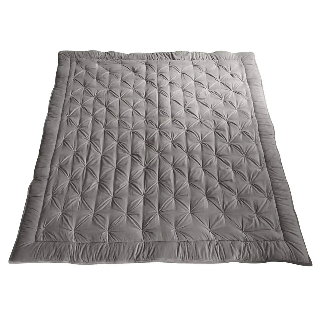 Grey Opulent Pinched Velvet and Linen Bedspread