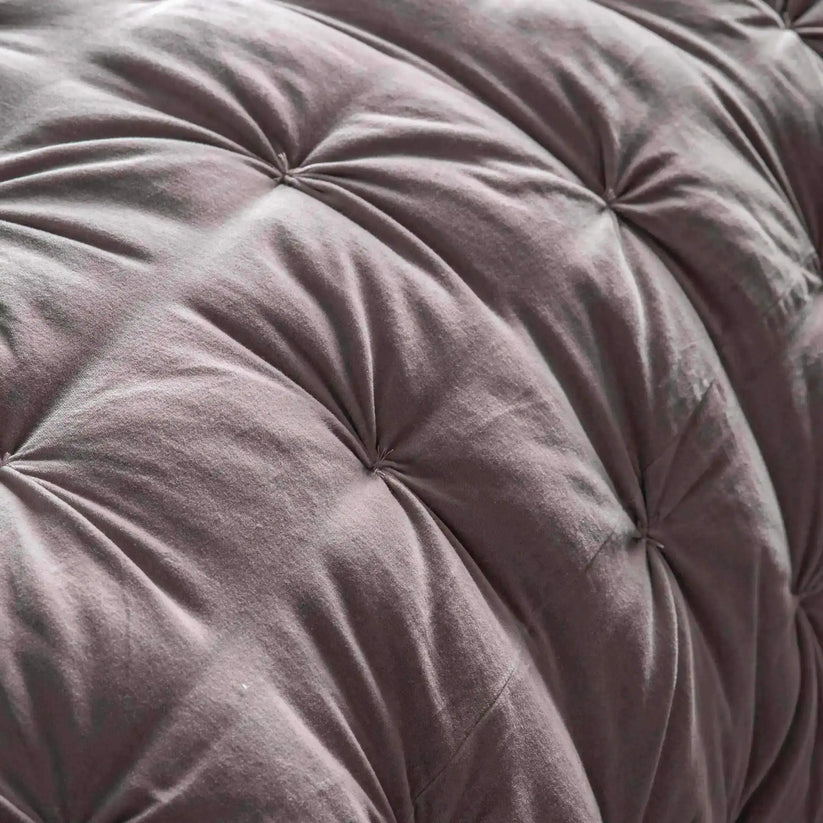Grey Opulent Pinched Velvet and Linen Bedspread