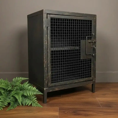 Industrial Black Metal Side Cabinet