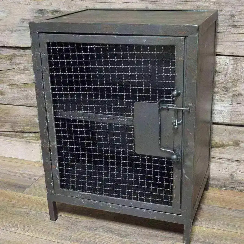 Industrial Black Metal Side Cabinet
