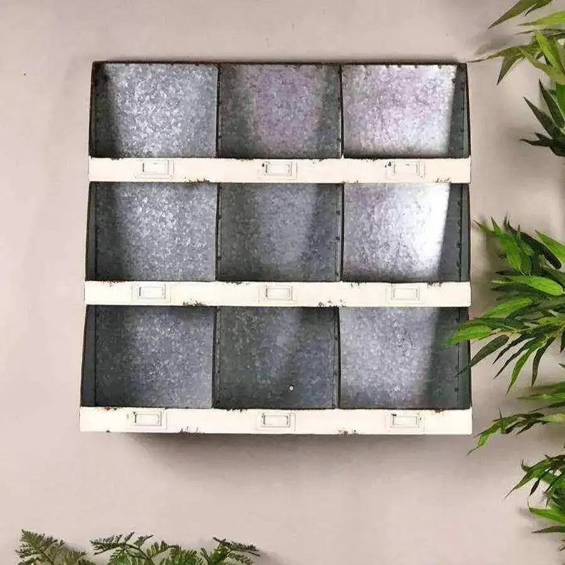 Industrial Styled Metal Cubby Hole Storage Unit
