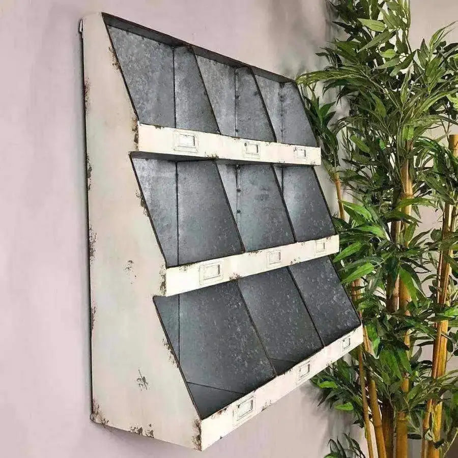 Industrial Styled Metal Cubby Hole Storage Unit