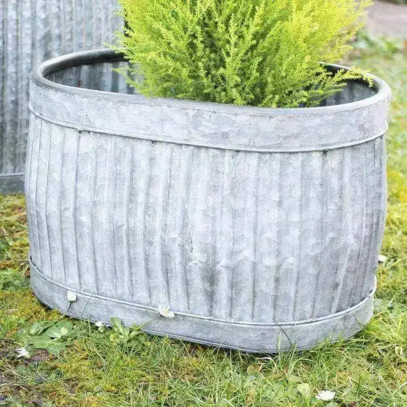 Rustic Distressed Fluted Planter Trough Set - 3