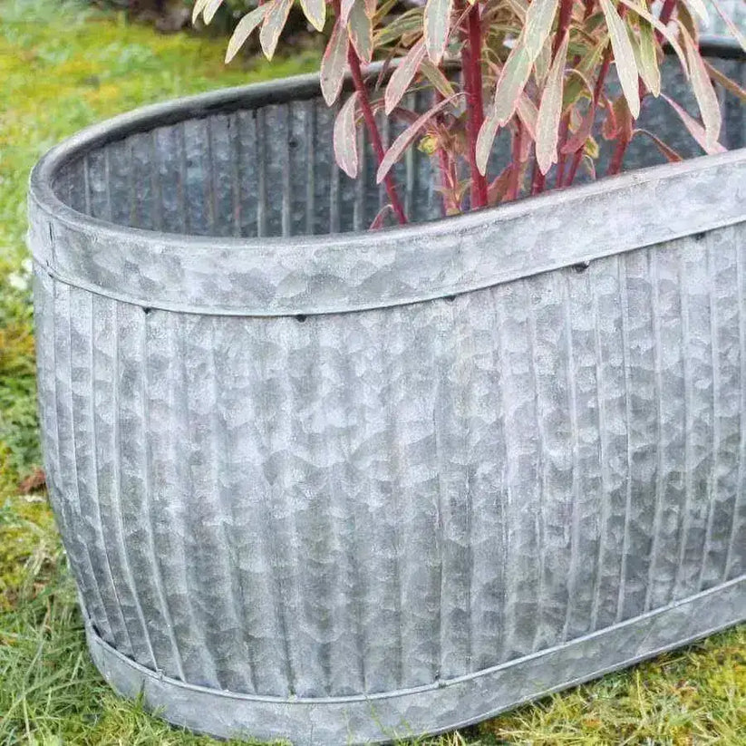 Rustic Distressed Fluted Planter Trough Set - 3