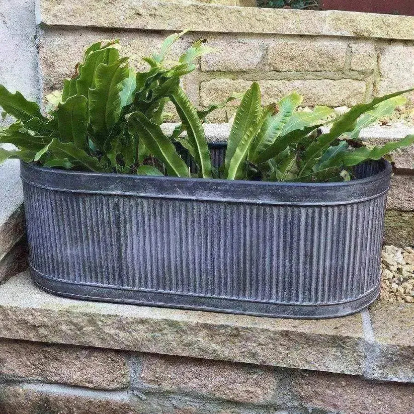 Rustic Galvanised Fluted Trough Set of 3 Tubs
